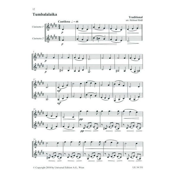 Universal Edition Klezmer Clarinet Duets – Thomann UK
